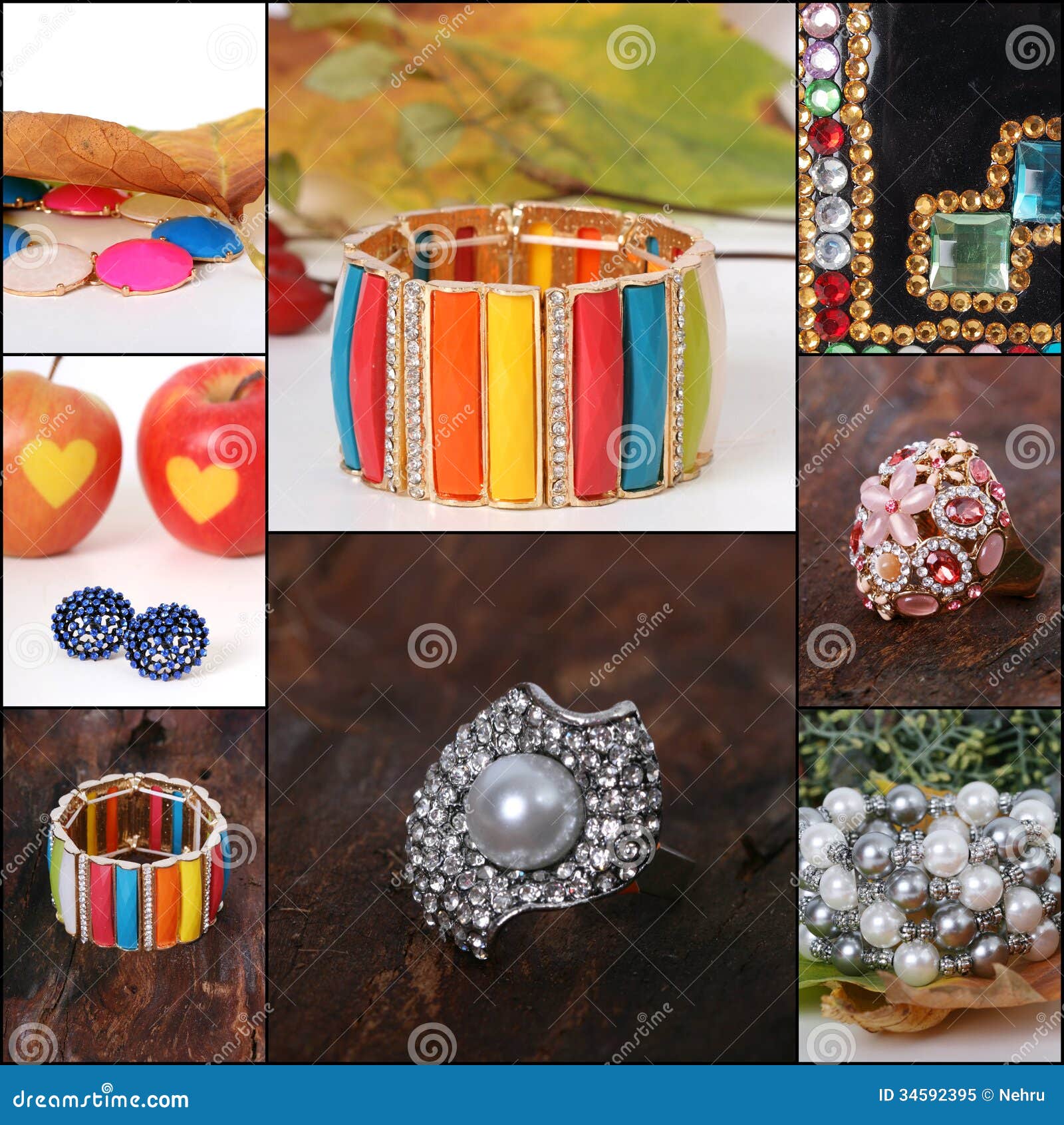 Collage of Various Jewellery Stock Image - Image of luxury, golden ...