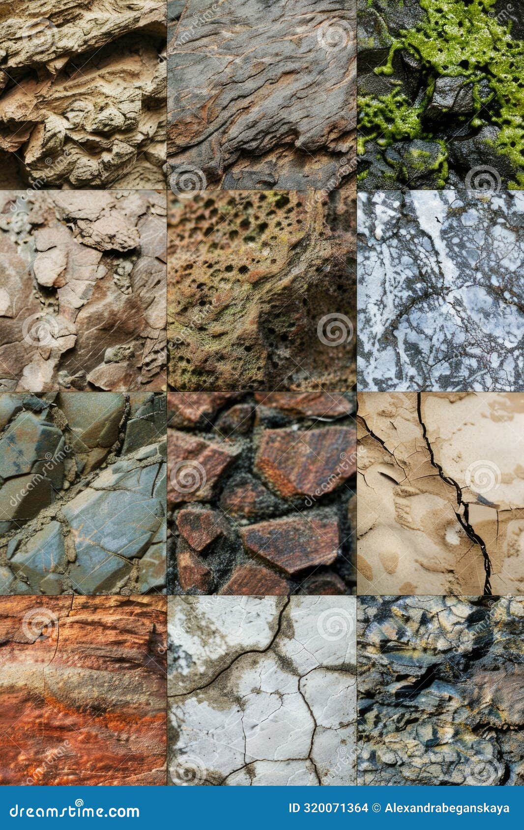 Collage of Various Natural Stone Textures. Geology and Natural ...