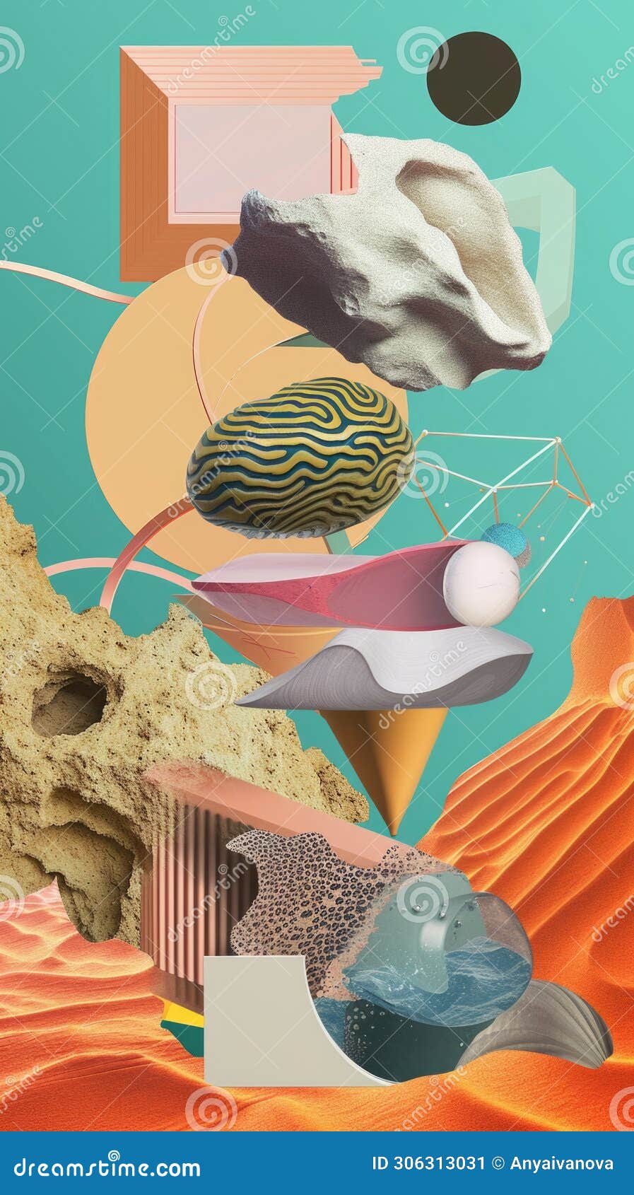 A Collage of Various Objects in a Desert Stock Image - Image of ...