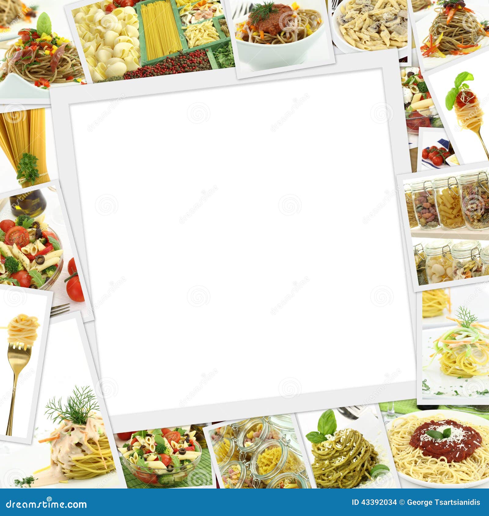 Collage with various pasta stock photo. Image of dishes - 43392034