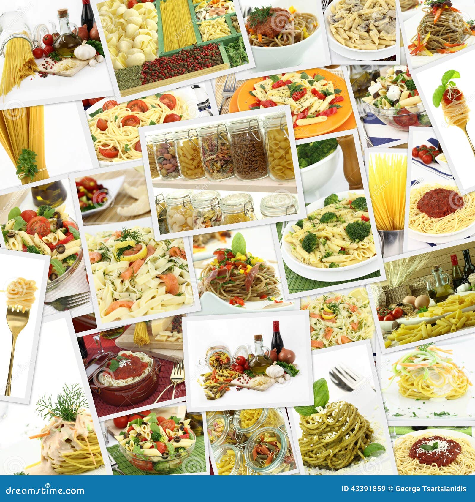 Collage with various pasta stock image. Image of online - 43391859