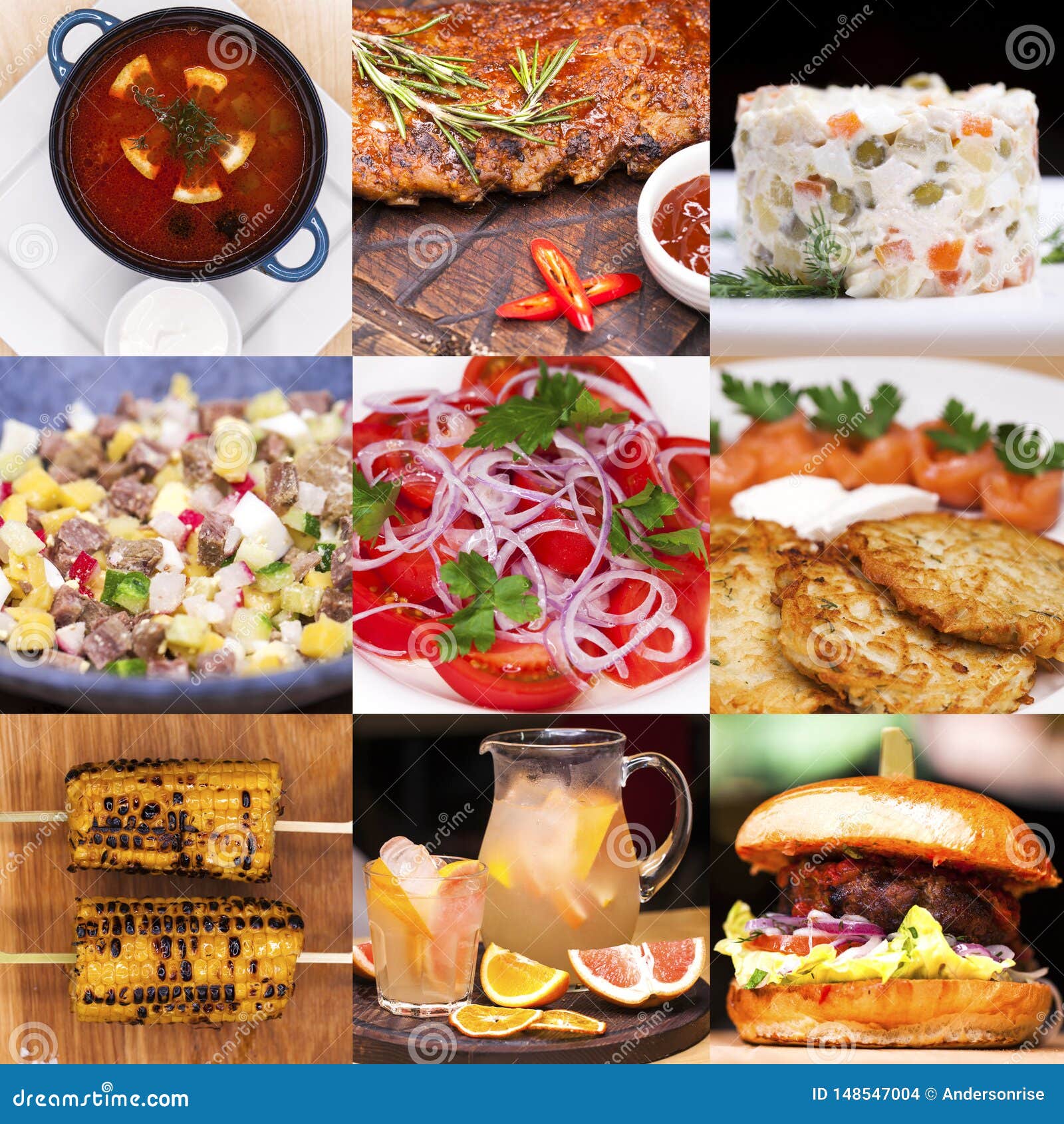 Collage Various Restaurant Dishes Stock Photo - Image of chicken ...