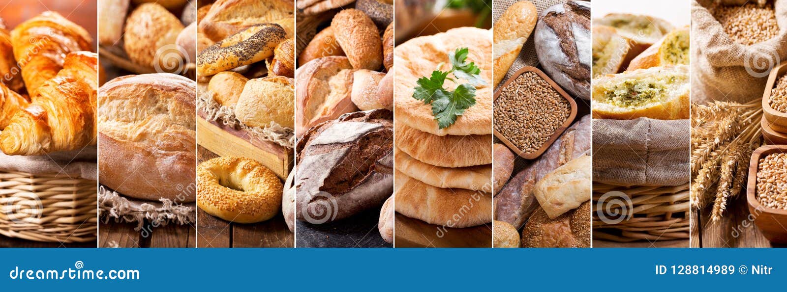 Collage of Various Types of Fresh Bread Stock Image - Image of ...