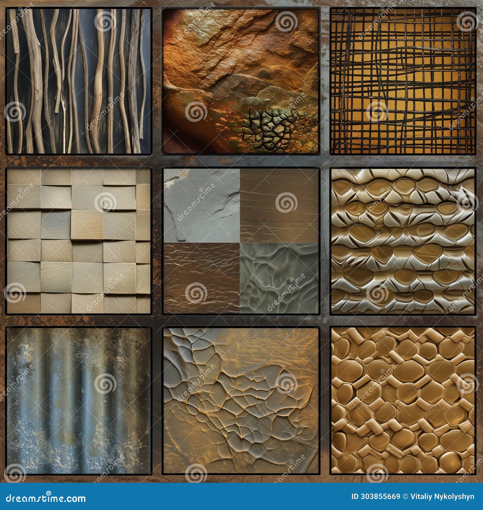 Collage of Various Types of Metal Stock Illustration - Illustration of ...