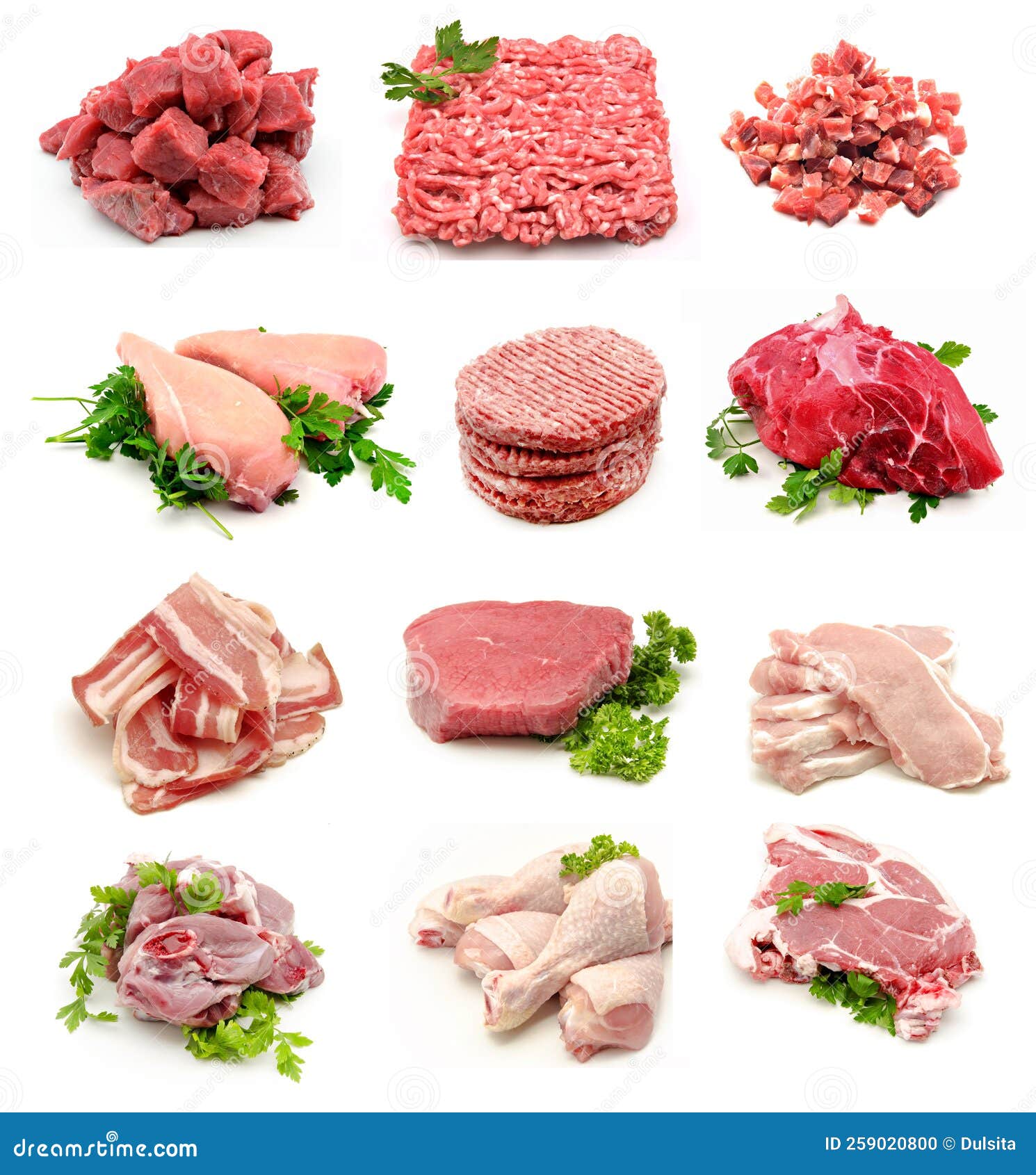 Collage of Various Types of Raw Meat Stock Photo - Image of beef ...