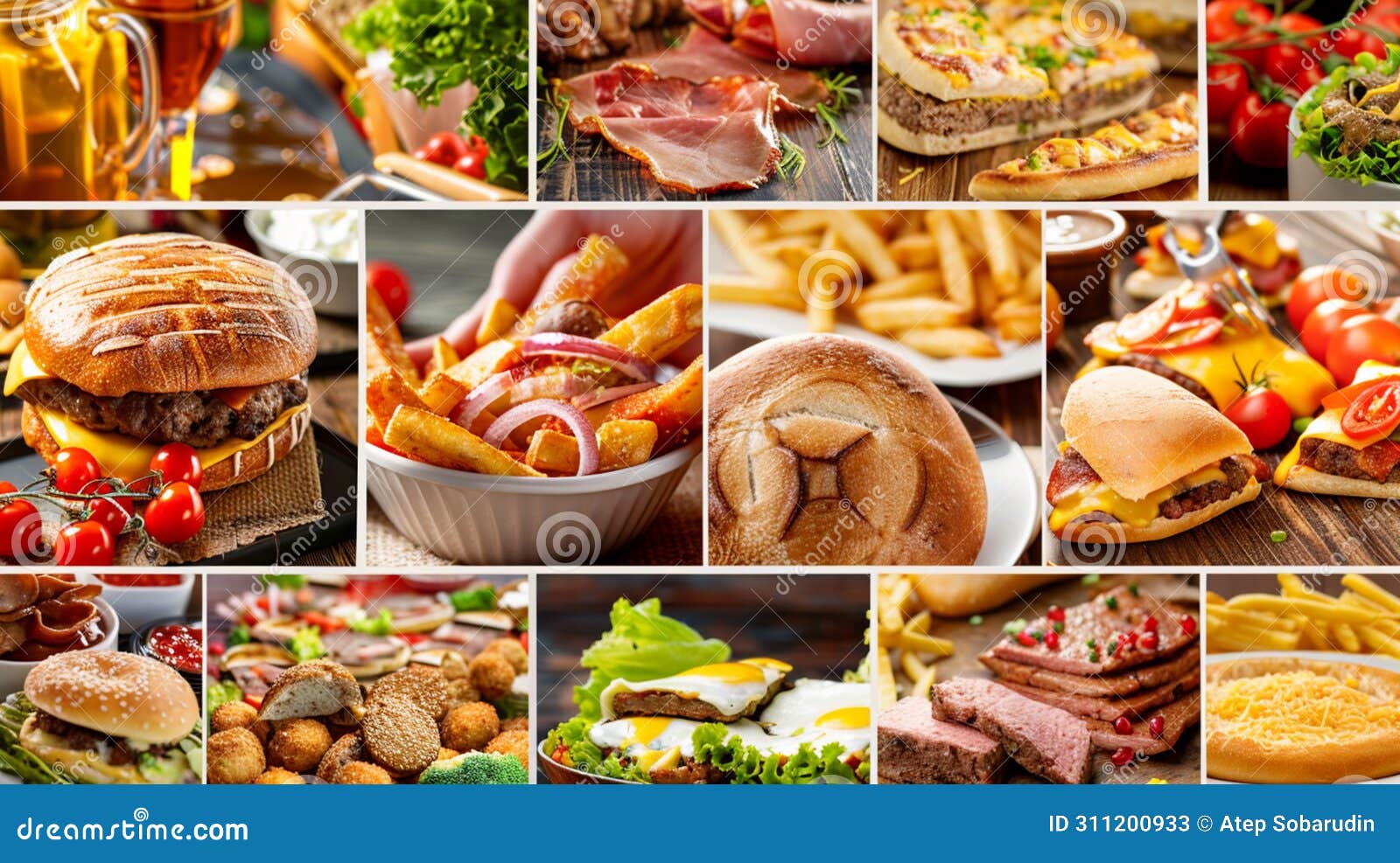 Collage of Various Typical Americans Food Products Generative Ai Stock ...