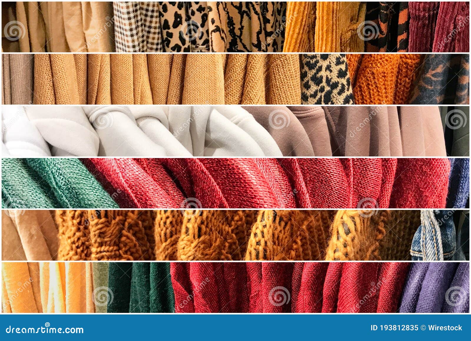 Collage of Various Warm Sweaters in a Store Stock Image - Image of ...