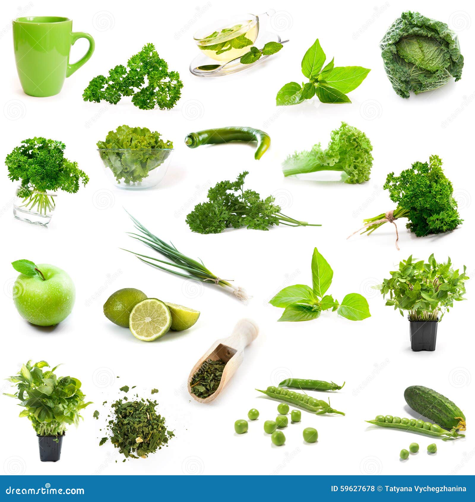 Collage Verde De Los Productos Foto de archivo - Imagen de pimienta ...