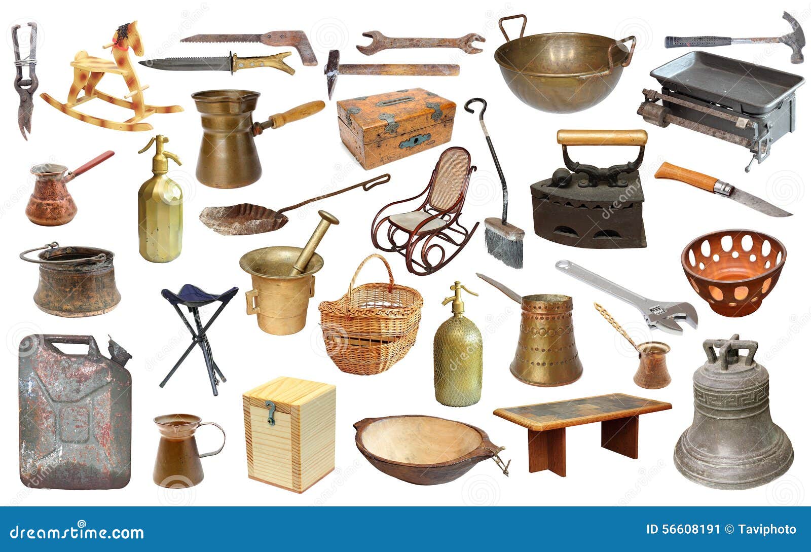 Collage with Very Old Objects Over White Stock Image - Image of ancient ...