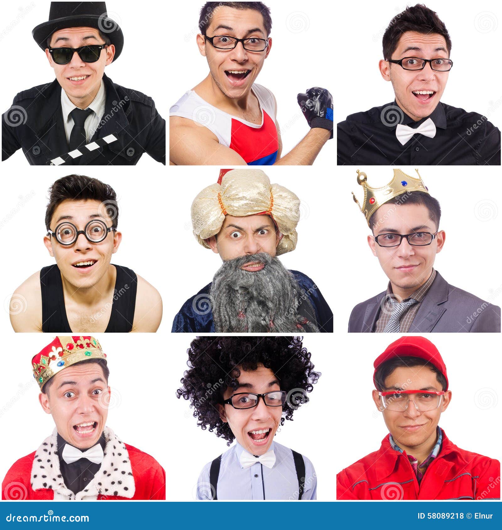 Collage Vieler Gesichter Vom Gleichen Modell Stockfoto - Bild von ...