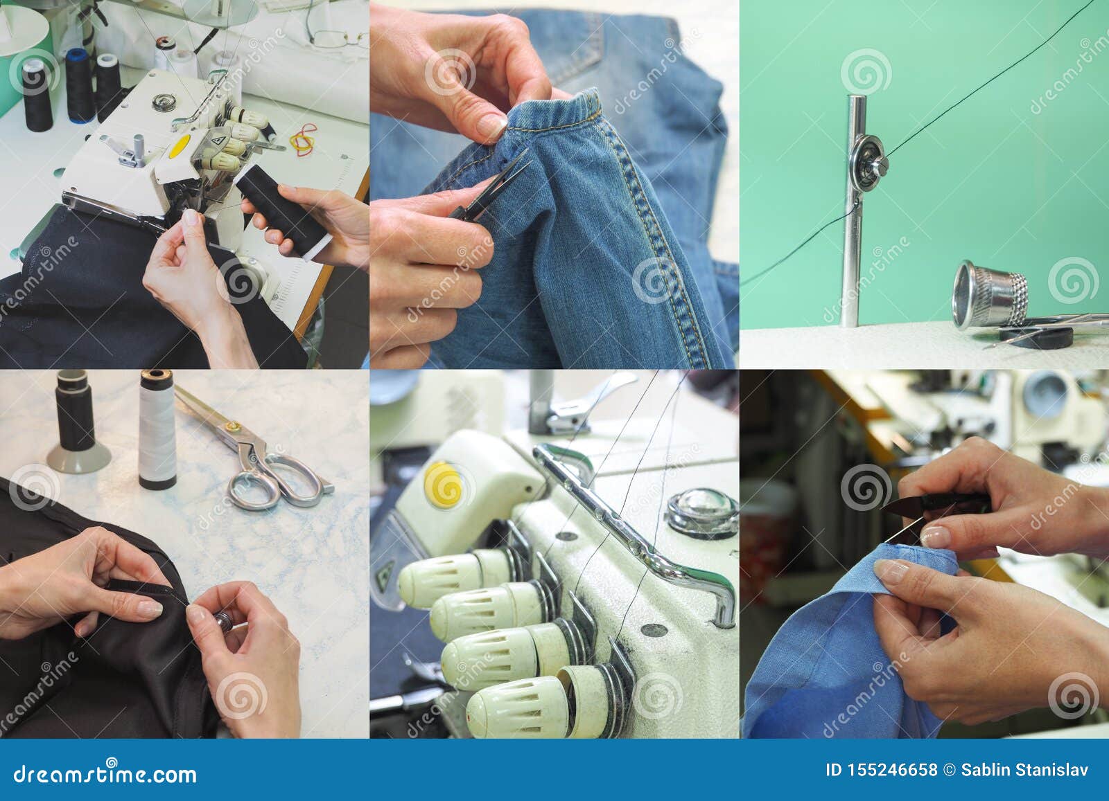 Collage with Views Repair of Clothes, Sewing Work Stock Photo - Image ...