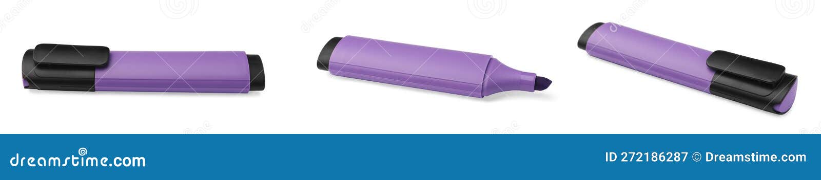 Collage with Violet Marker on White Background Stock Image - Image of ...