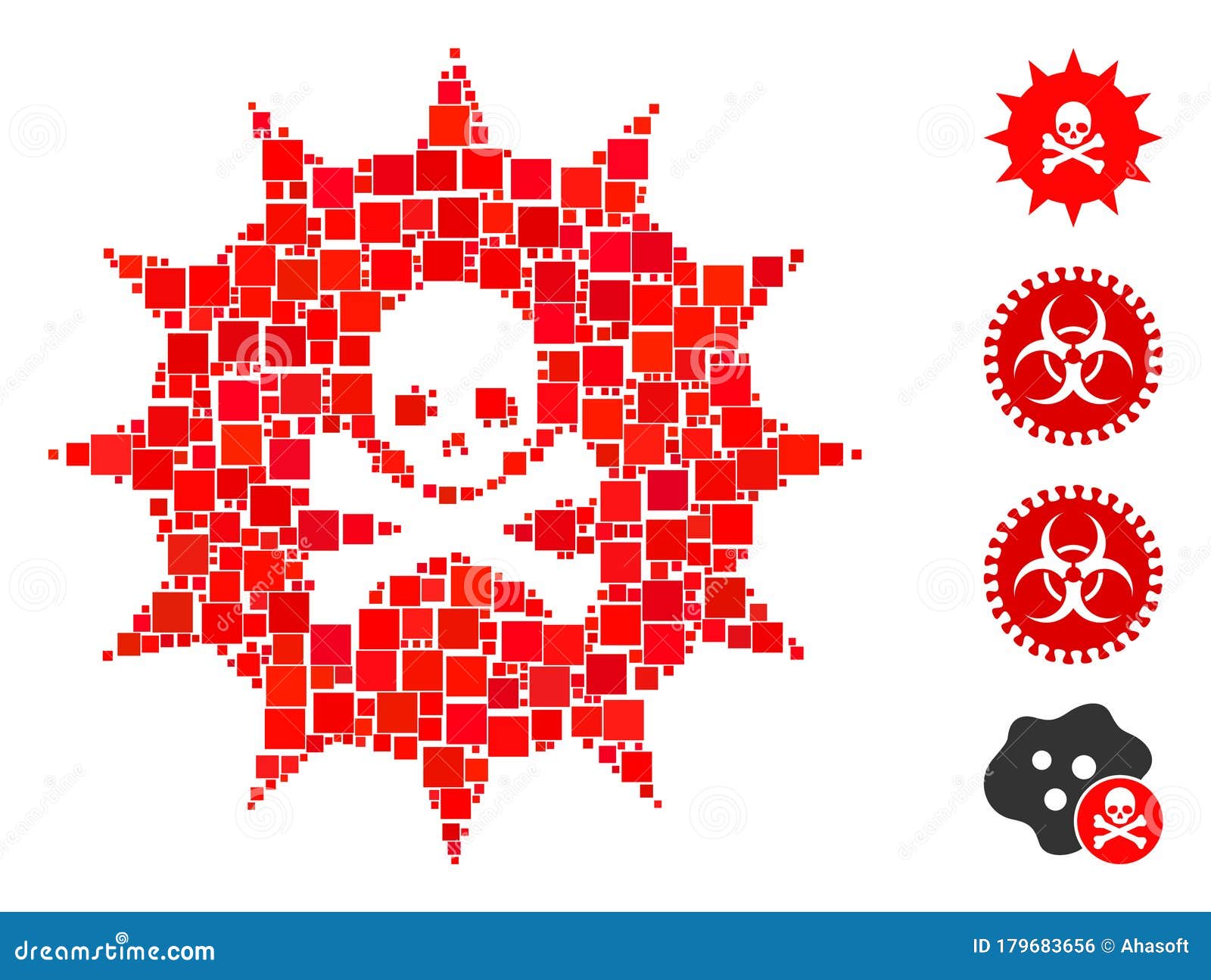 Square Viral Toxin Icon Vector Collage Stock Vector - Illustration of ...