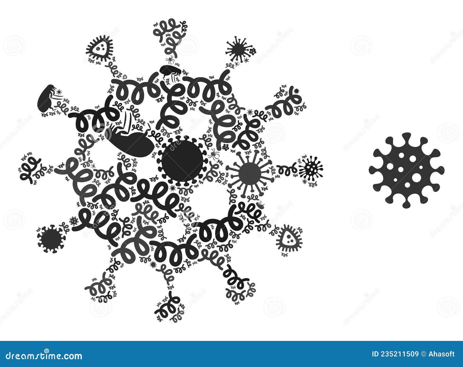 Collage Virus Cell Icon of Infectious Pathogens Stock Vector ...