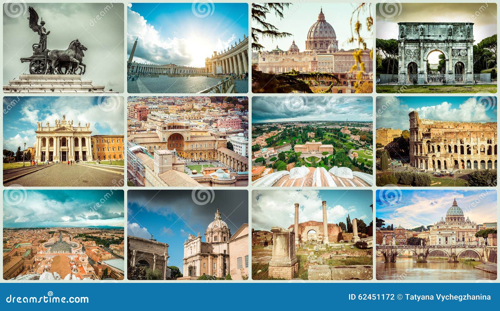 Collage von Fotos von Rom stockfoto. Bild von basilika - 62451172