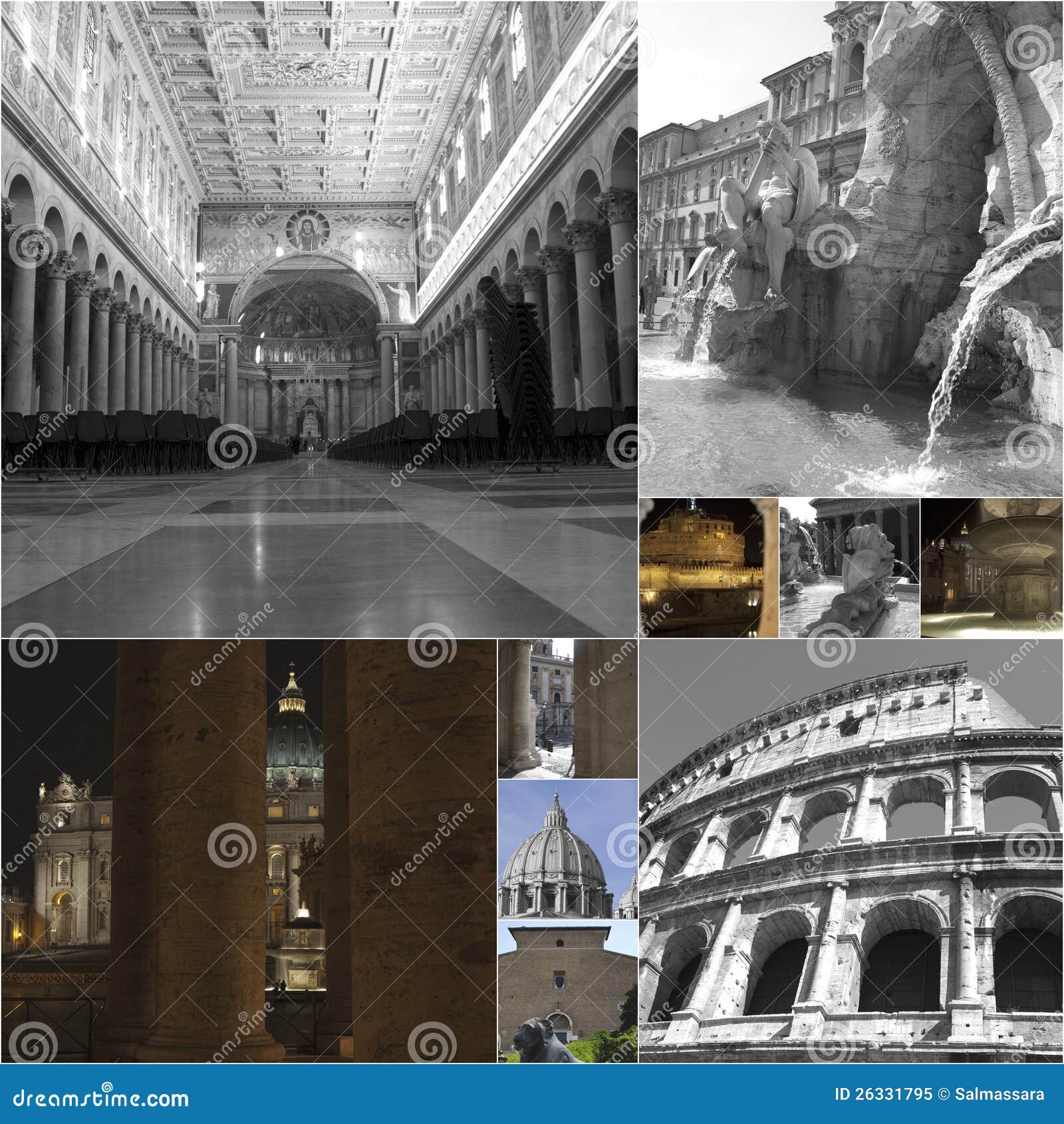 Collage von Rom stockbild. Bild von schwarzes, italien - 26331795