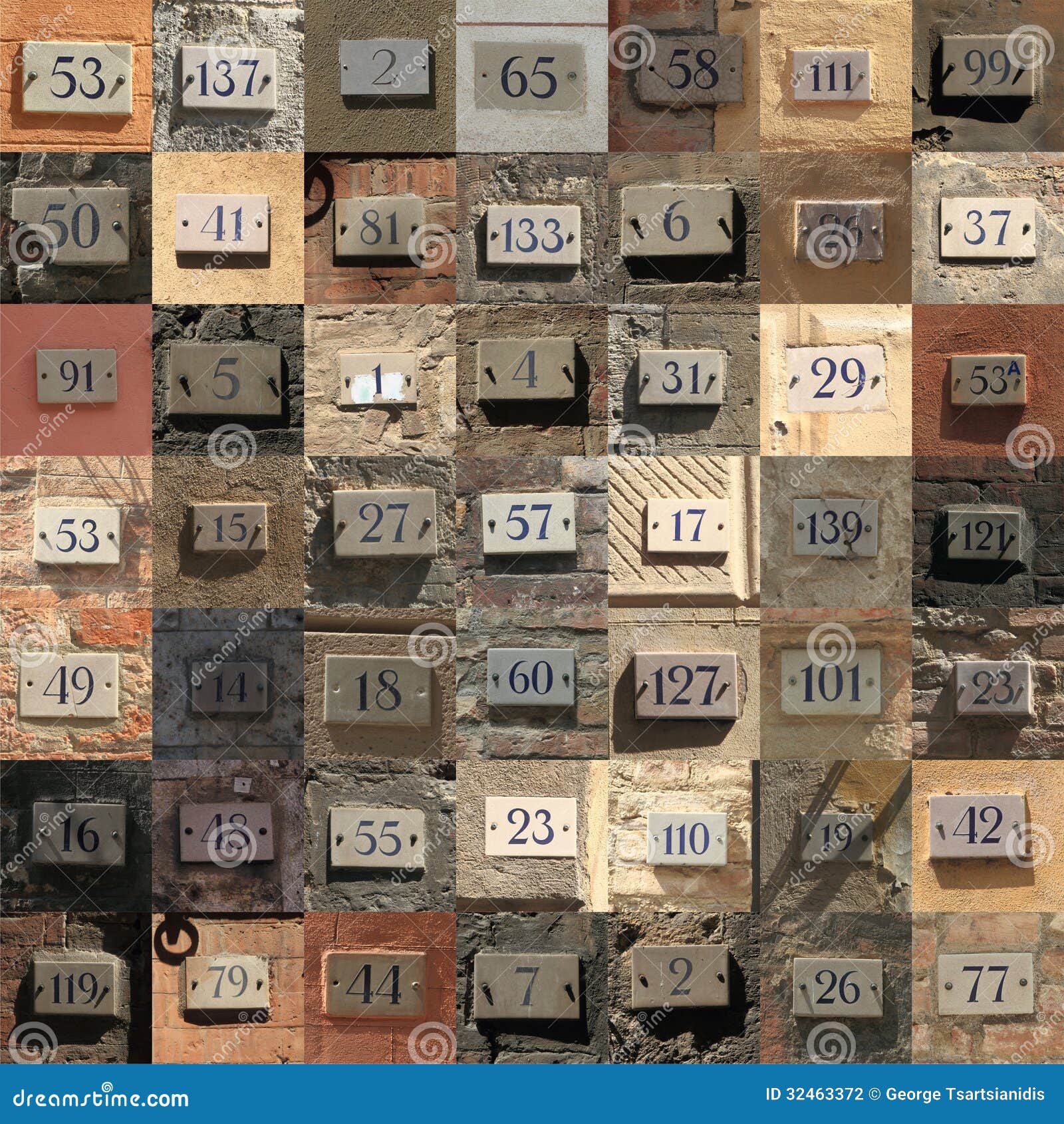 Collage of Weathered House Numbers Stock Photo - Image of weathered ...