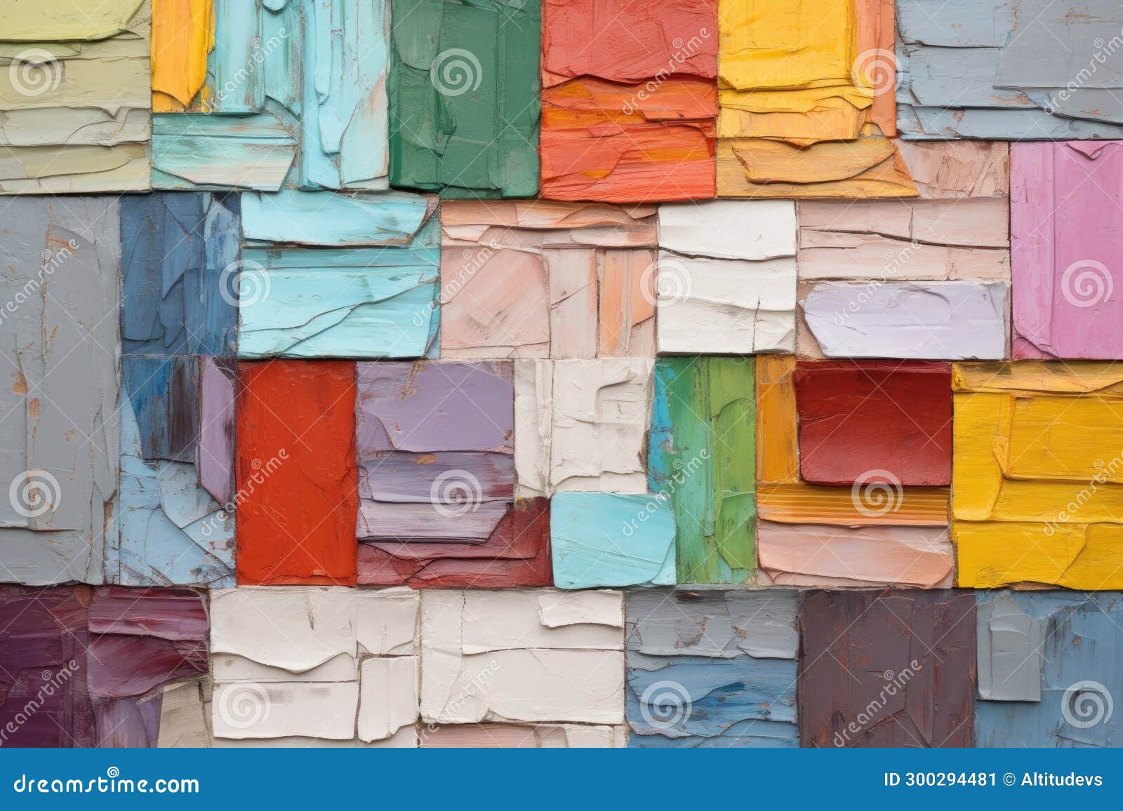 Collage of Weathered and Peeling Paint Chips in a Rainbow Arrangement ...
