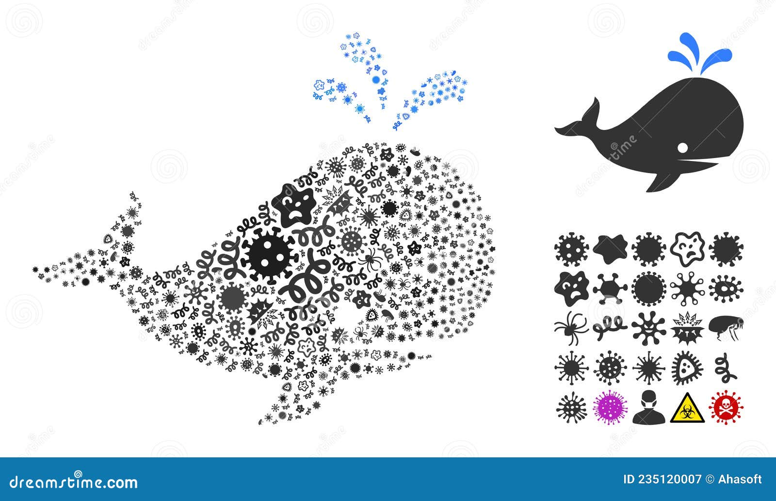 Collage Whale Icon of Infectious Microbes Stock Vector - Illustration ...