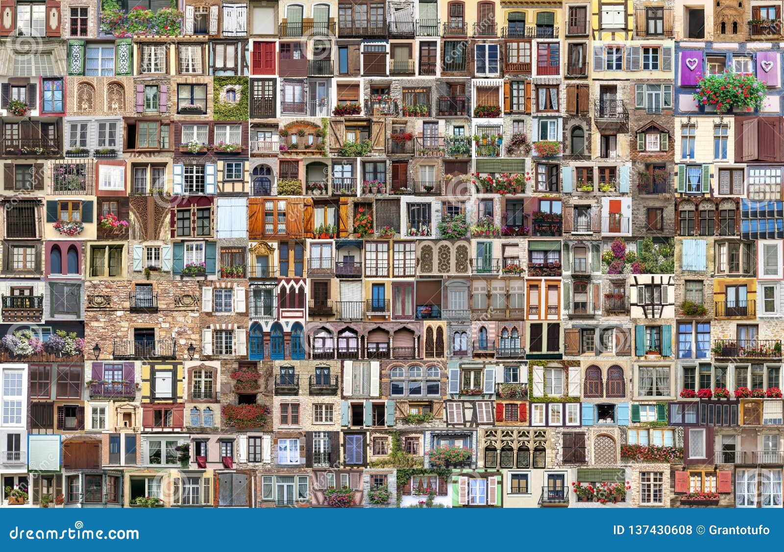 Collage Of Windows And Doors With Grunge Texture Royalty-Free Stock ...