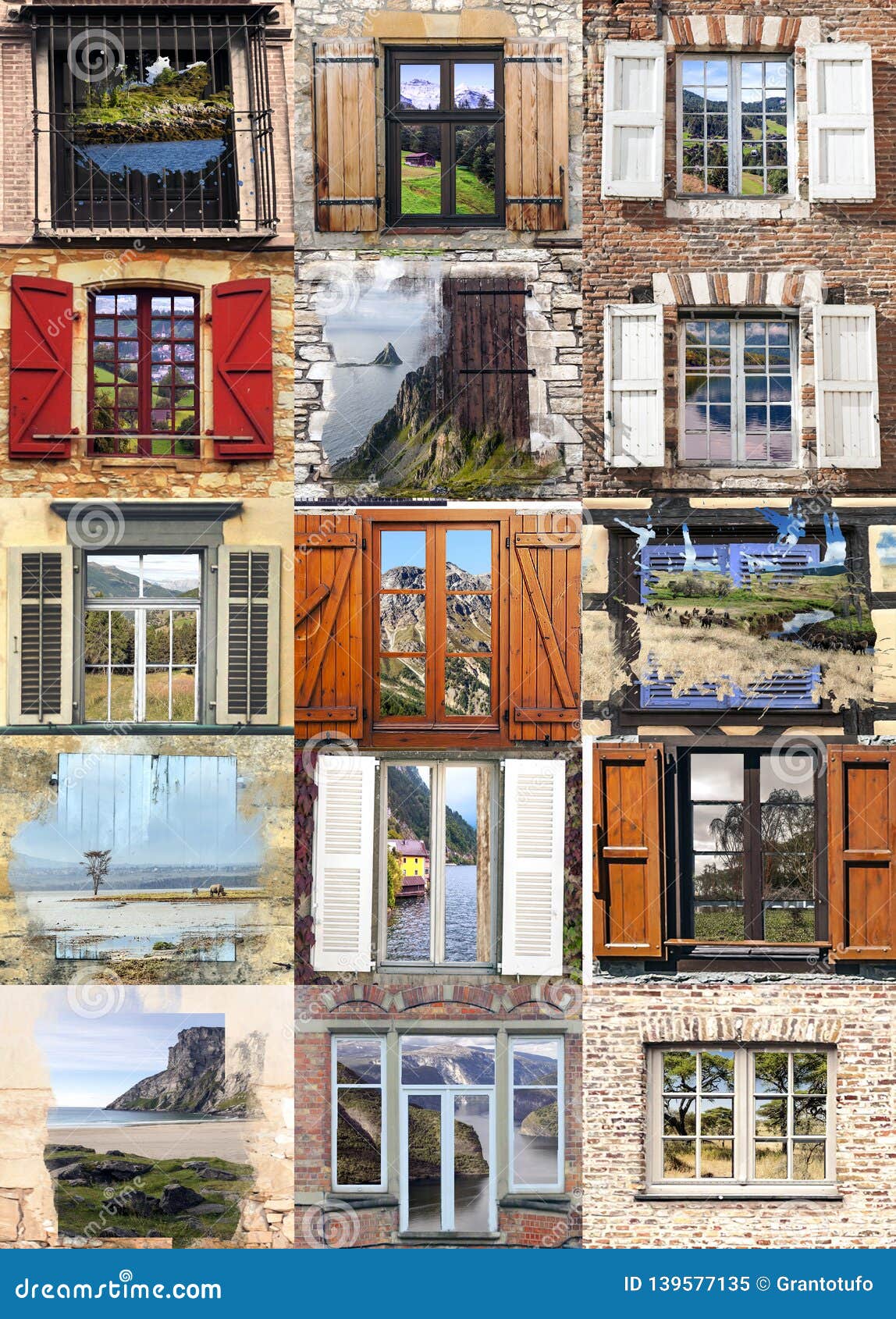 Collage Of Windows And Doors With Grunge Texture Royalty-Free Stock ...