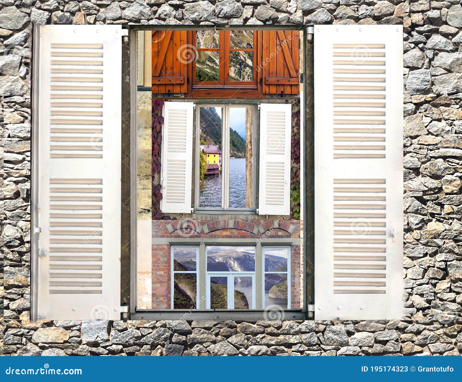 Collage of windows stock image. Image of antique, architectural - 195174323