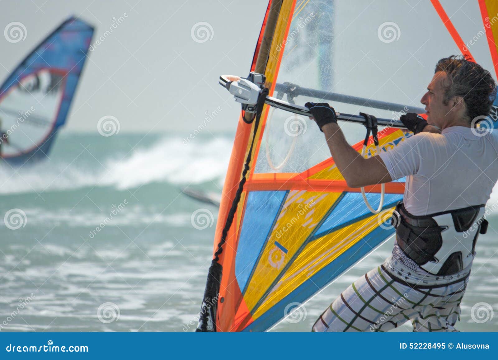 Windsurf Men Adult in Ocean Stock Image - Image of serie, legs: 52228495