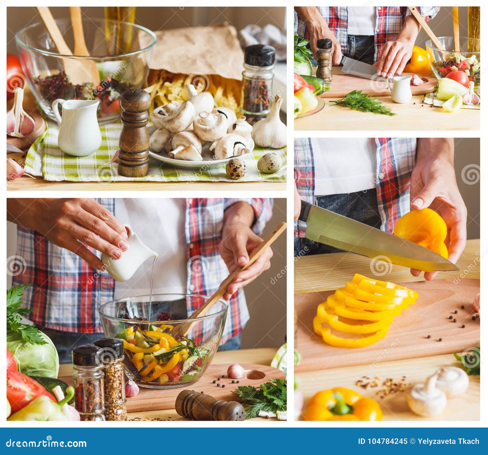 Collage: Woman Cook at the Kitchen Stock Image - Image of diet, paprika ...