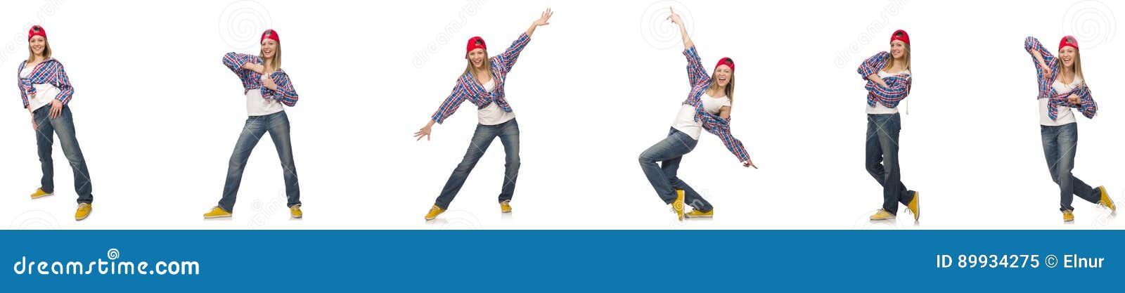 The Collage of Woman Dancing Isolated on White Stock Image - Image of ...
