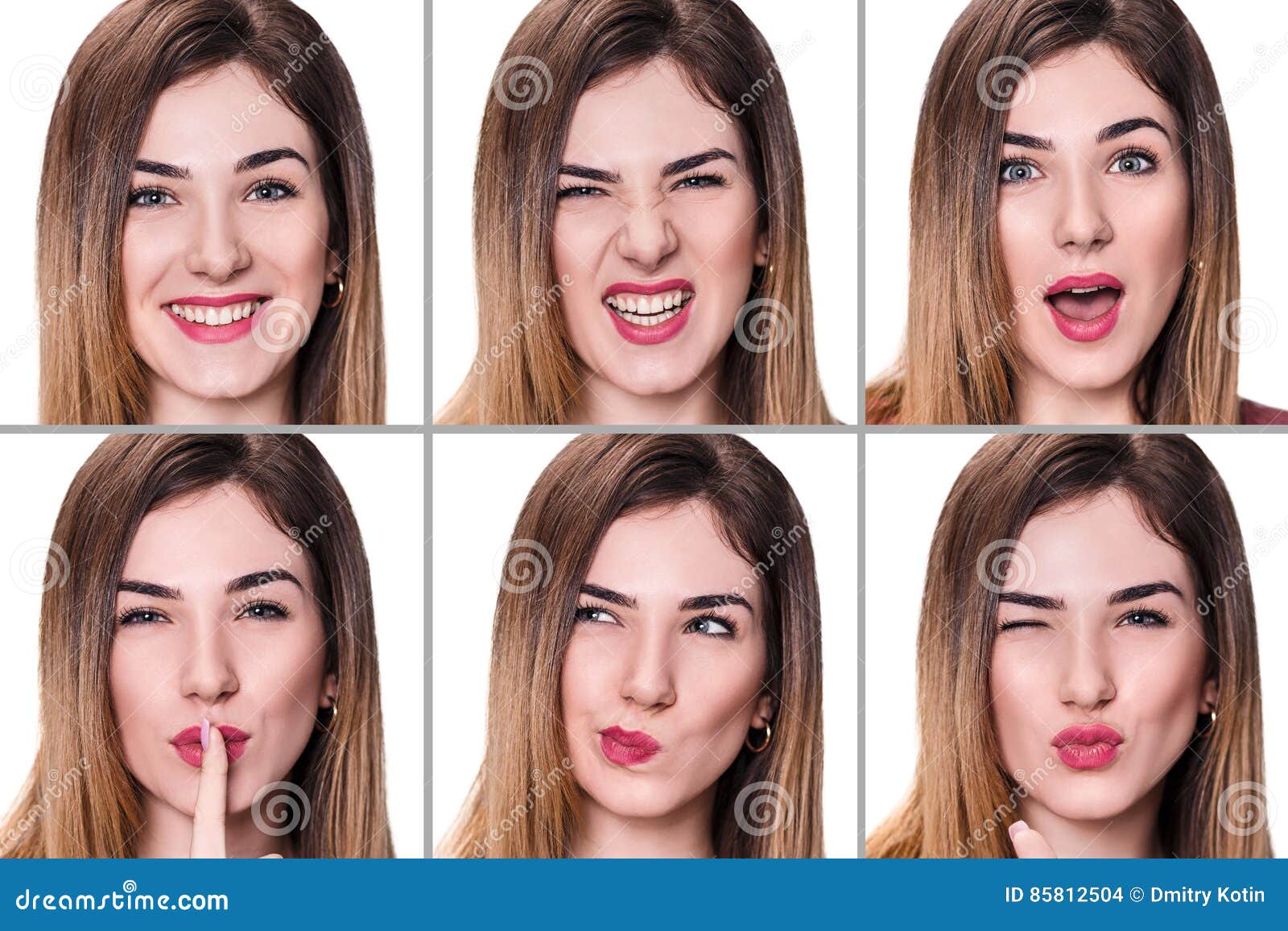 Collage of Woman with Different Expressions Stock Photo - Image of ...