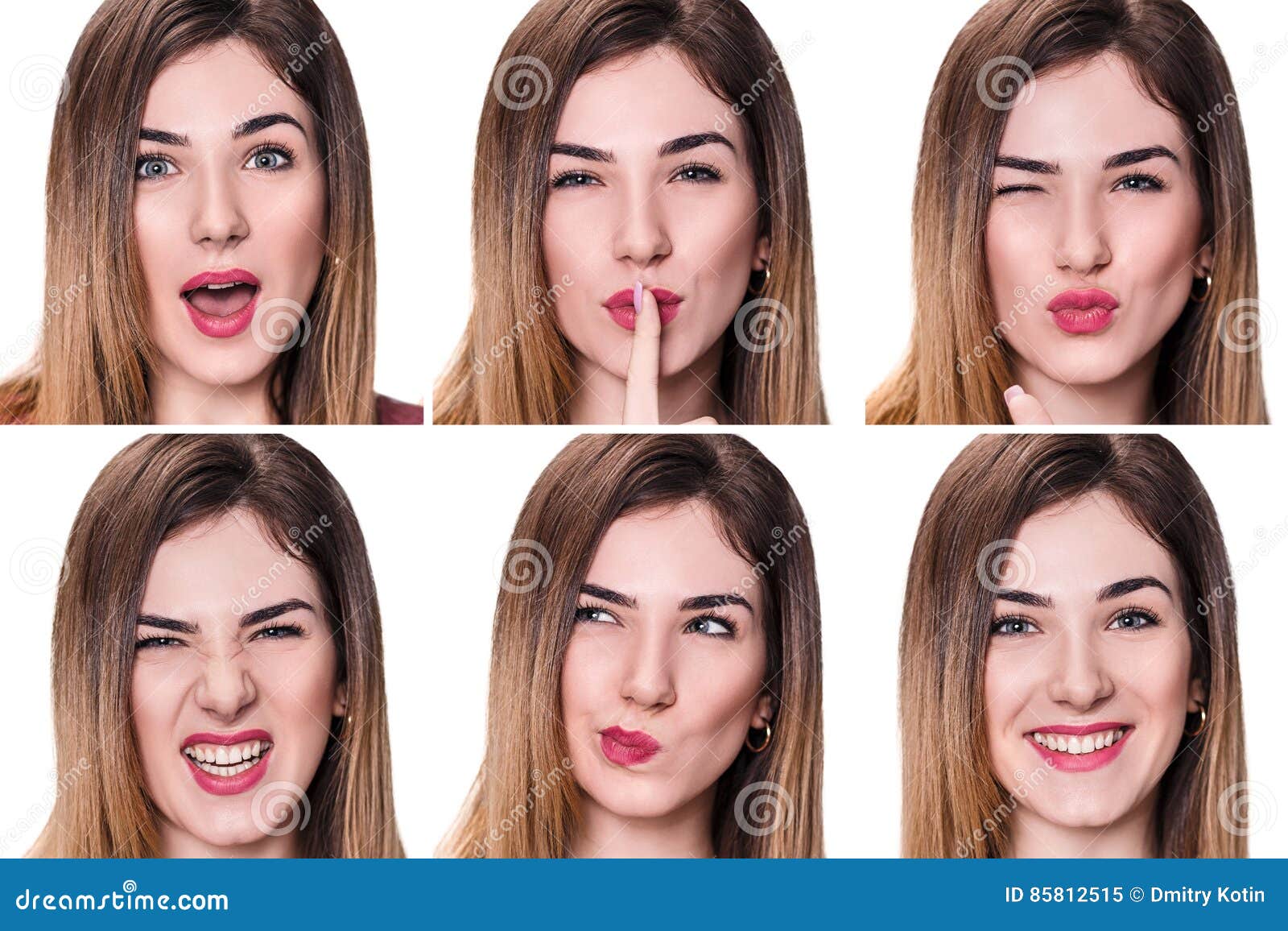 Collage of Woman with Different Expressions Stock Image - Image of ...