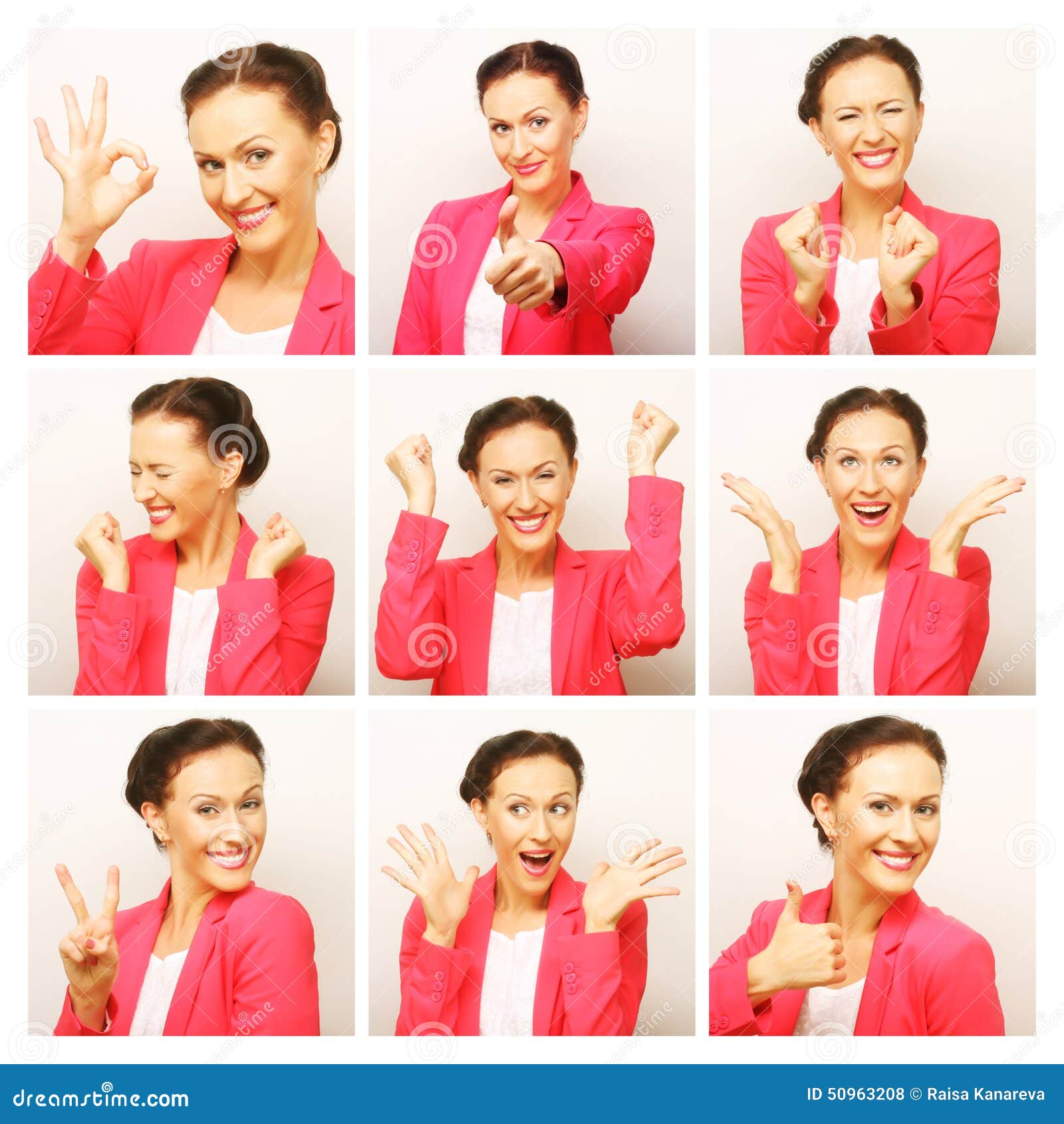 Collage of Woman Different Facial Expressions Stock Photo - Image of ...