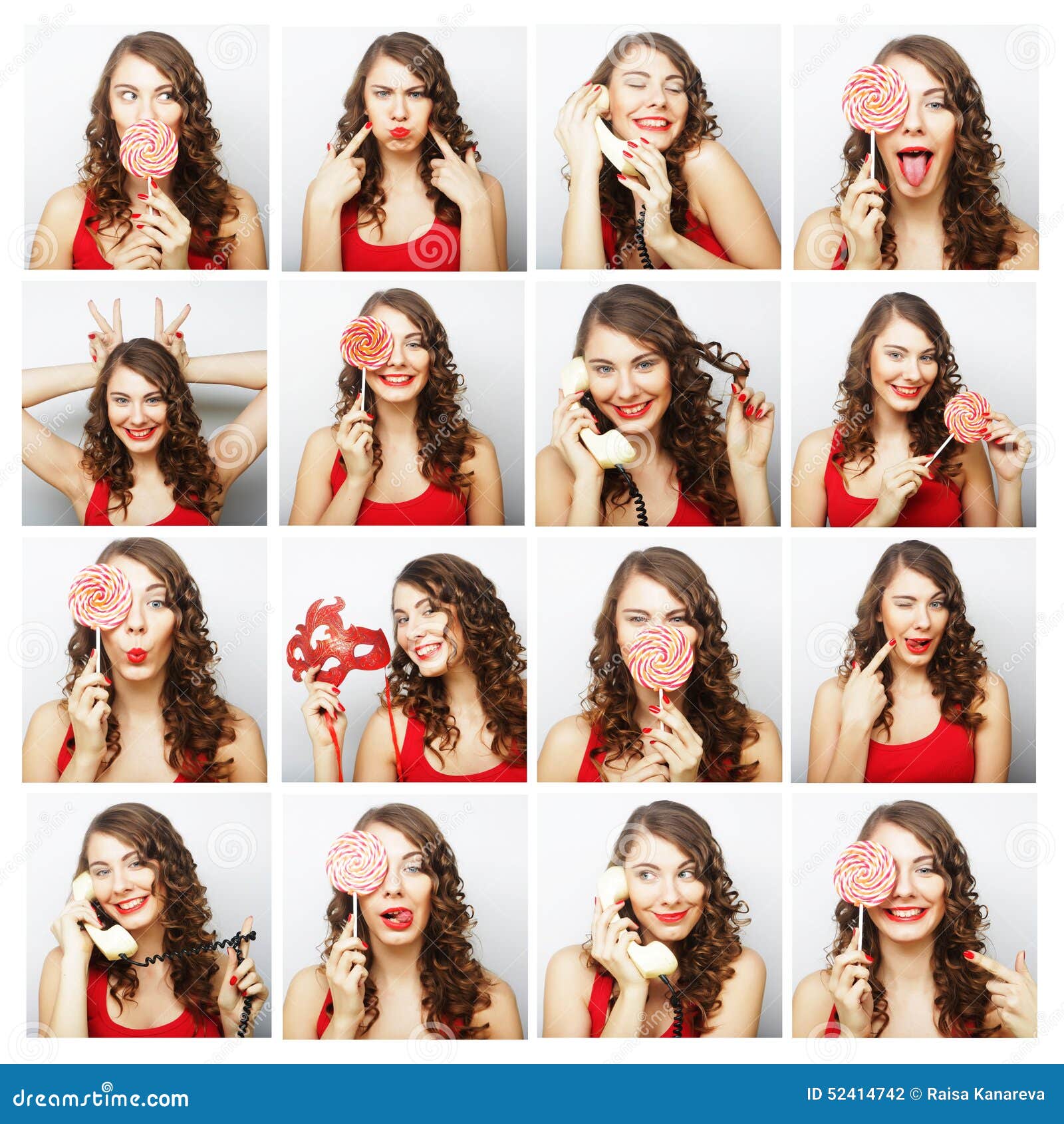 Collage of Woman Different Facial Expressions Stock Photo - Image of ...