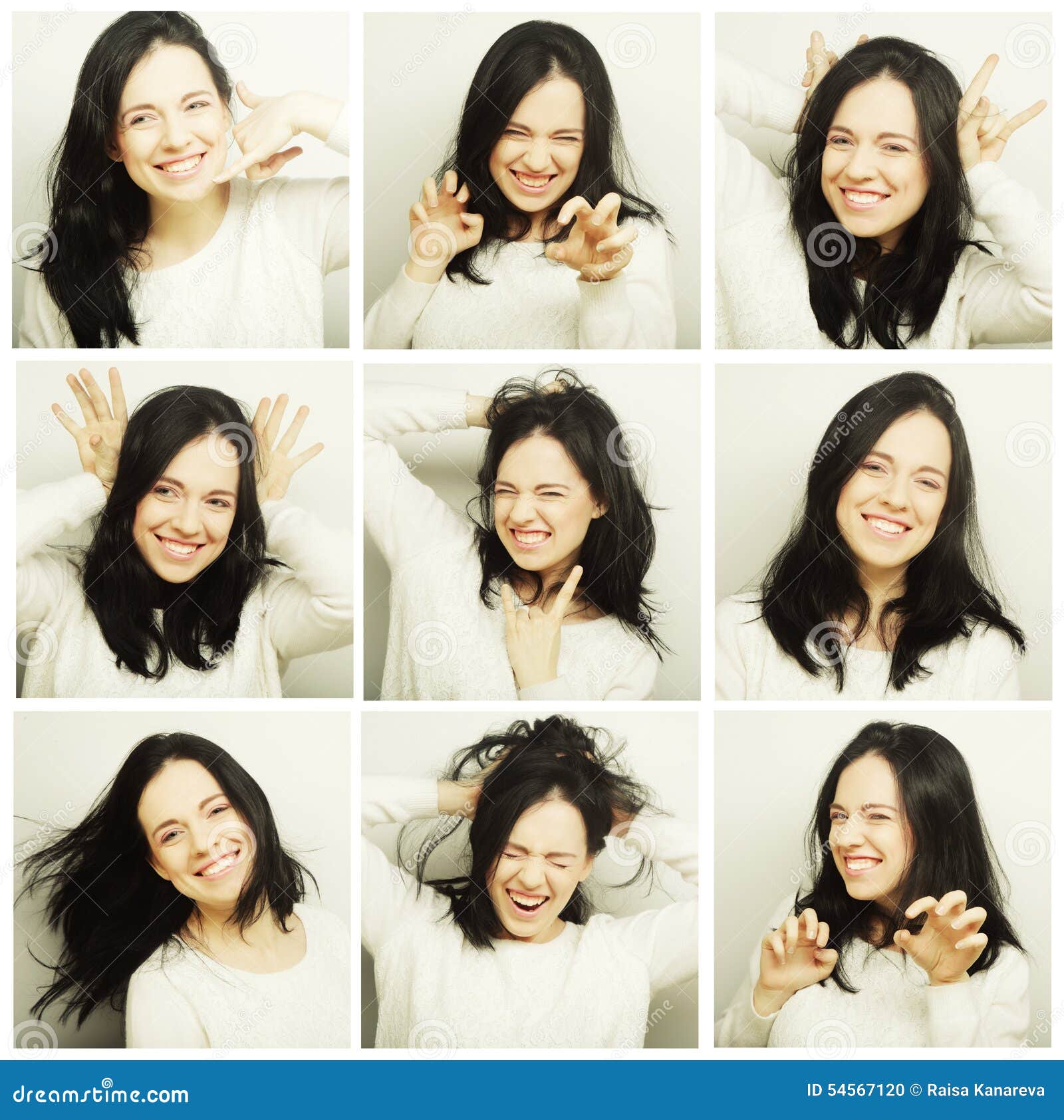 Collage of Woman Different Facial Expressions Stock Photo - Image of ...
