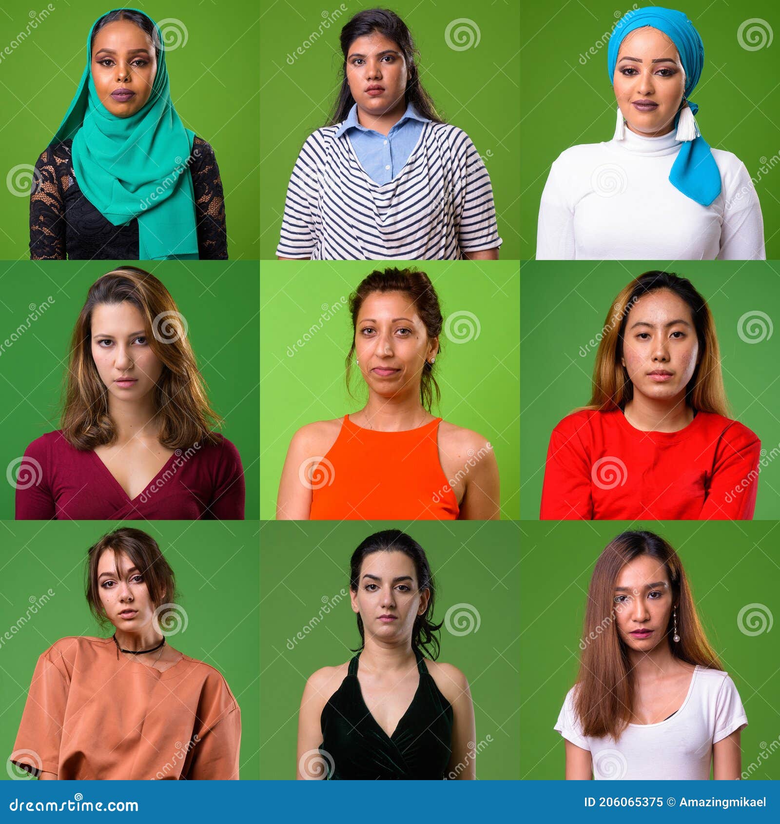 Collage of Women Looking at Camera Shot in Studio Stock Image - Image ...
