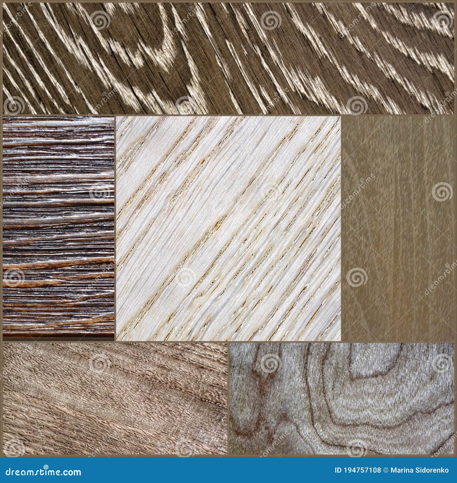 Collage of Wooden Textures with Different Patterns. Stock Photo - Image ...