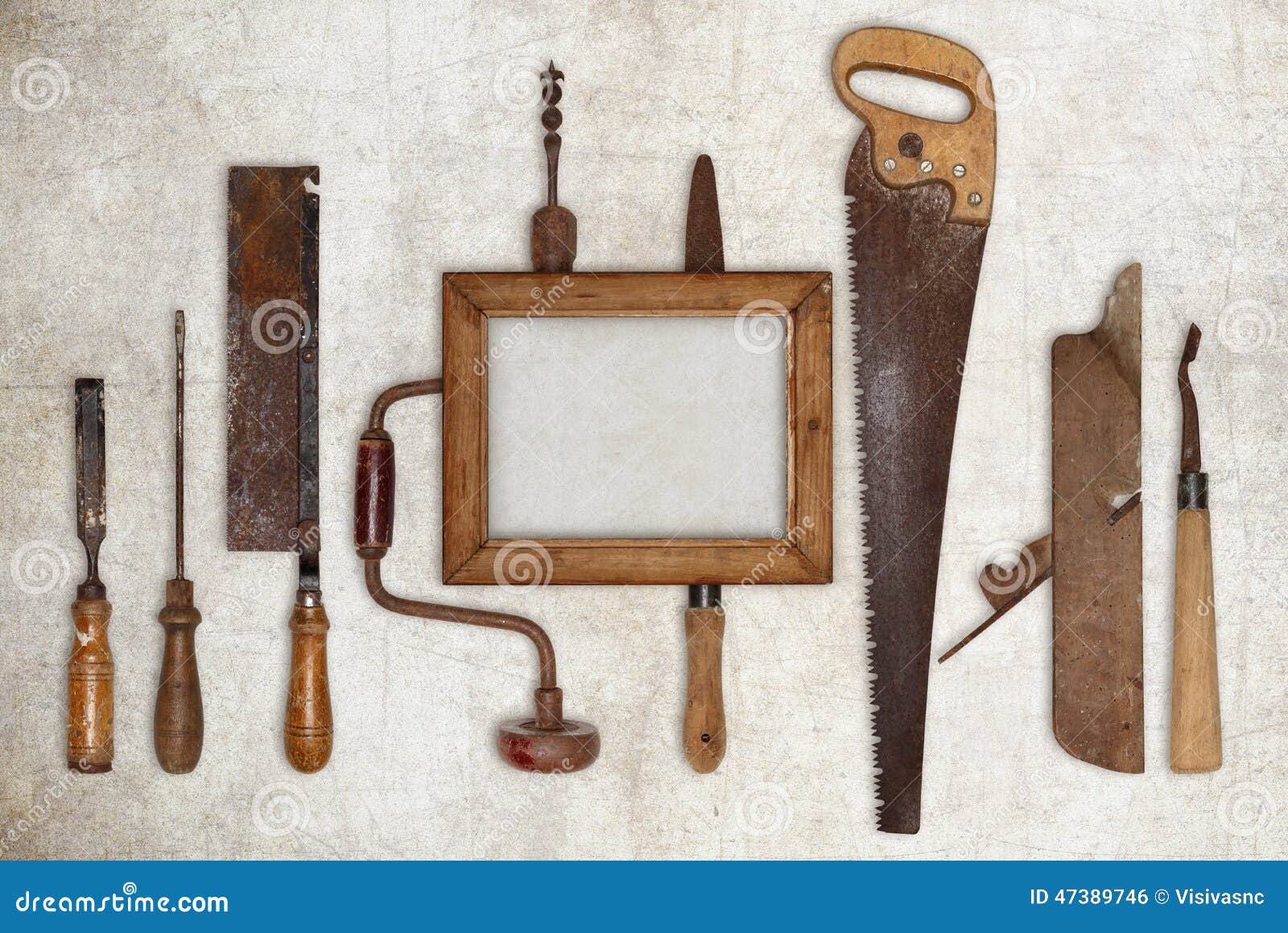 Collage Work Wood Tools Carpenter and Picture Frame Stock Photo - Image ...