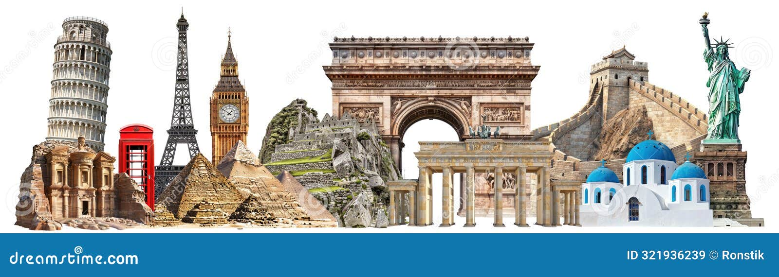 Collage of World Famous Landmarks and Monuments Stock Illustration ...