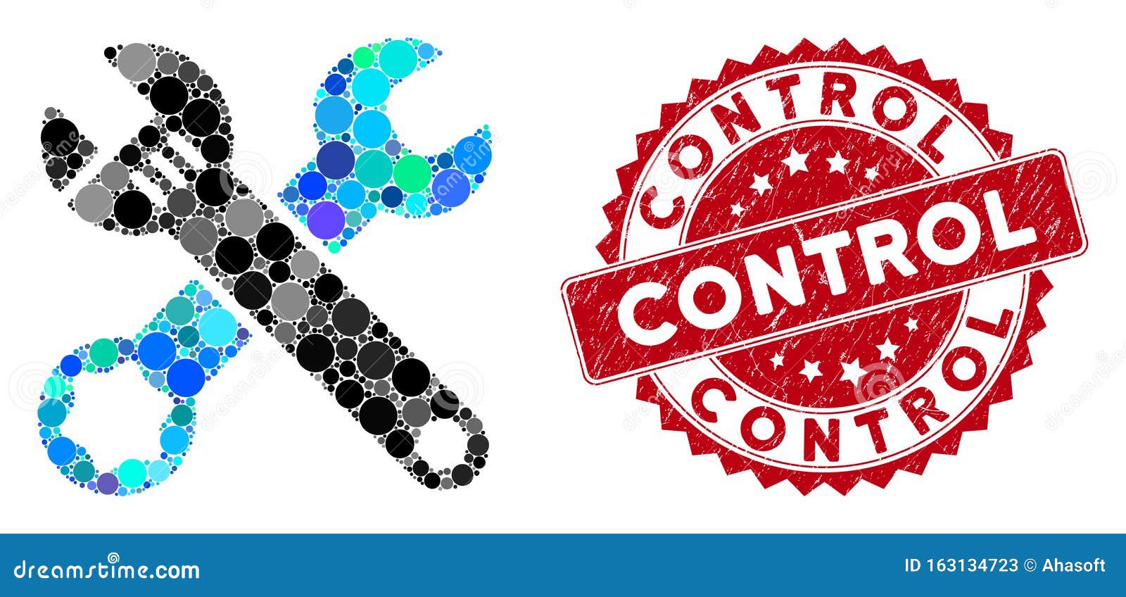 Mosaic Wrenches Icon With Grunge Revise Seal Stock Photography ...