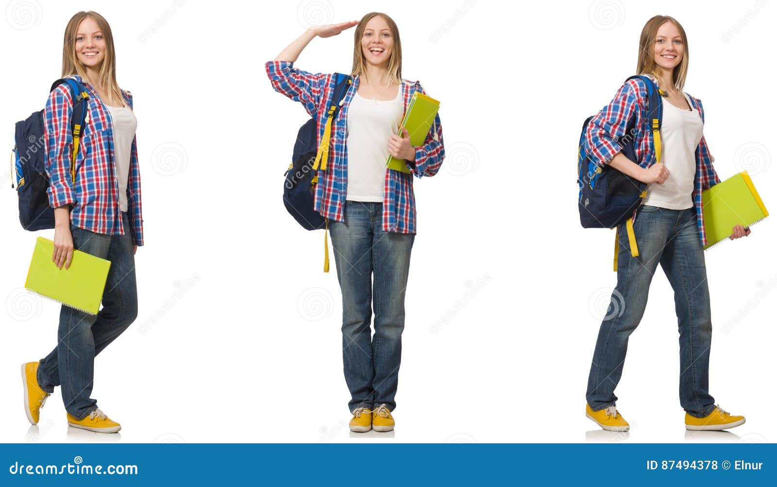 The Collage of Young Female Student on White Stock Photo - Image of ...