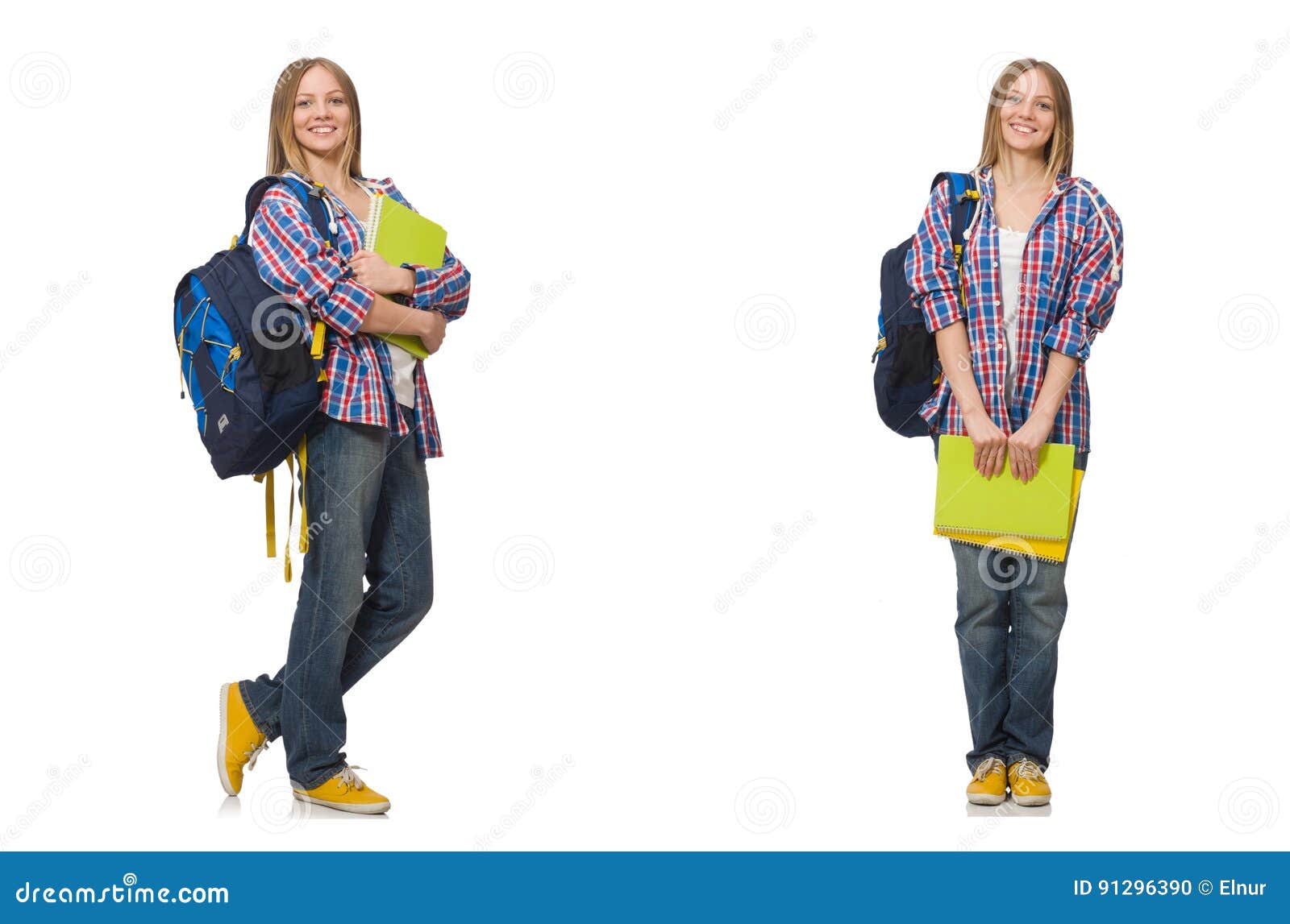 The Collage of Young Female Student on White Stock Photo - Image of ...