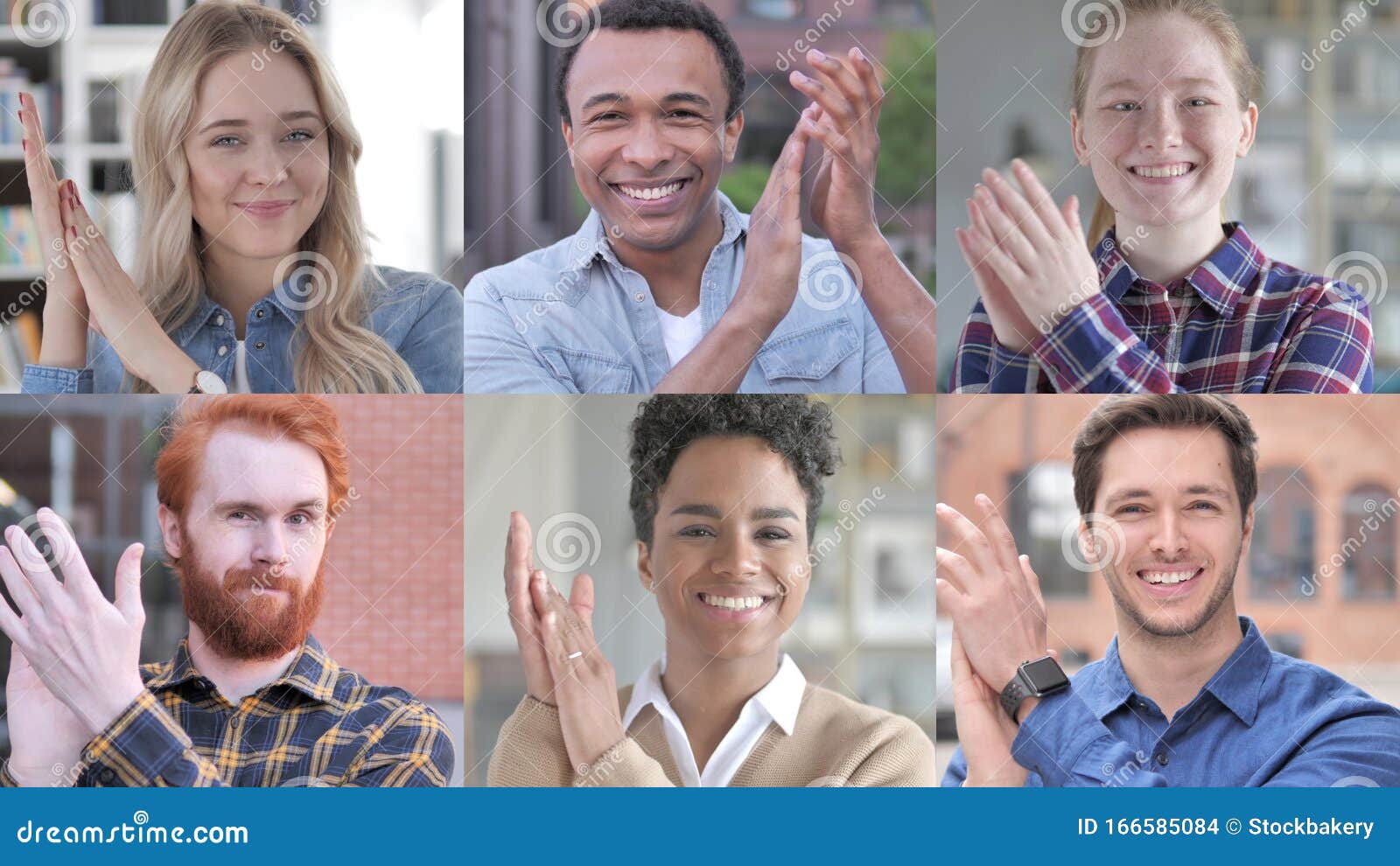 The Collage of Young People Clapping for Team Stock Photo - Image of ...