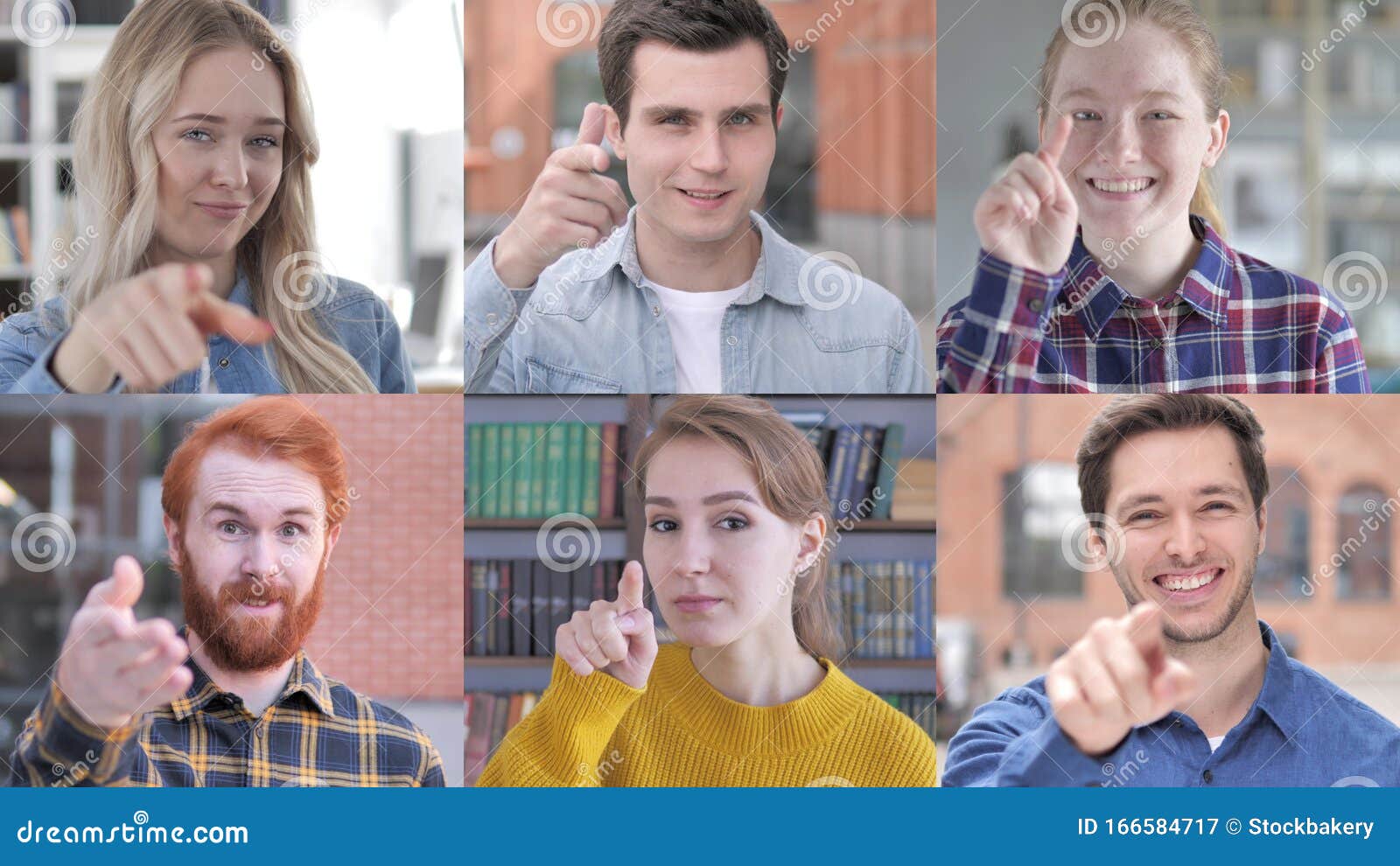 The Collage of Young People Pointing with Finger Stock Image - Image of ...