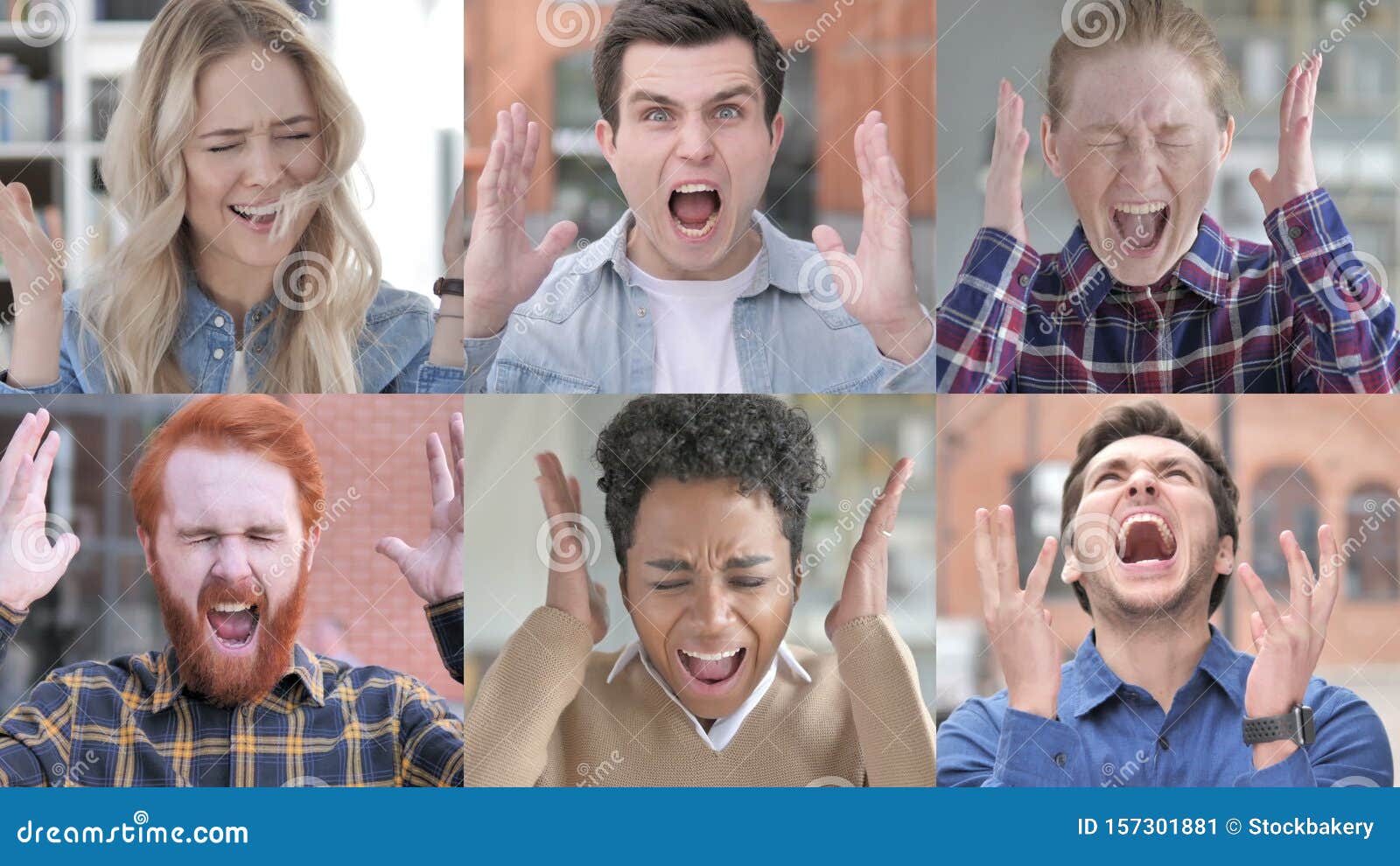 Collage of Young People Shouting in Anger Stock Video - Video of ...