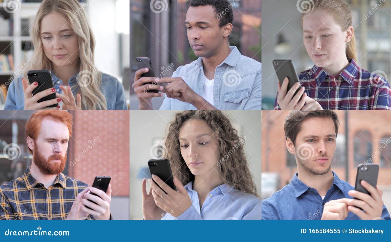 The Collage of Young People Using Smartphone Stock Image - Image of ...