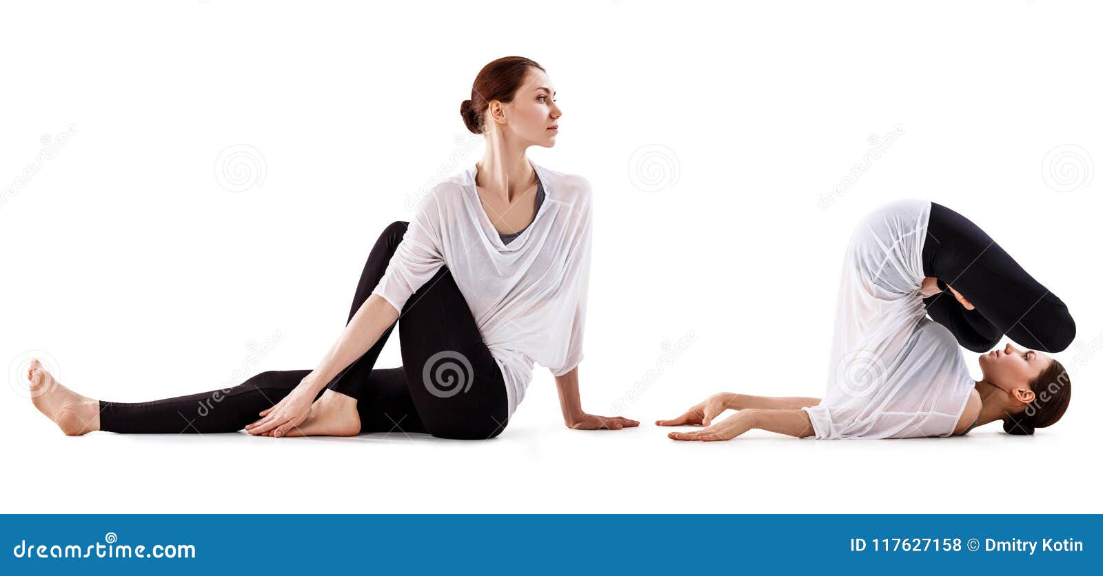 Collage of Young Woman Doing Yoga Exercise. Stock Photo - Image of ...
