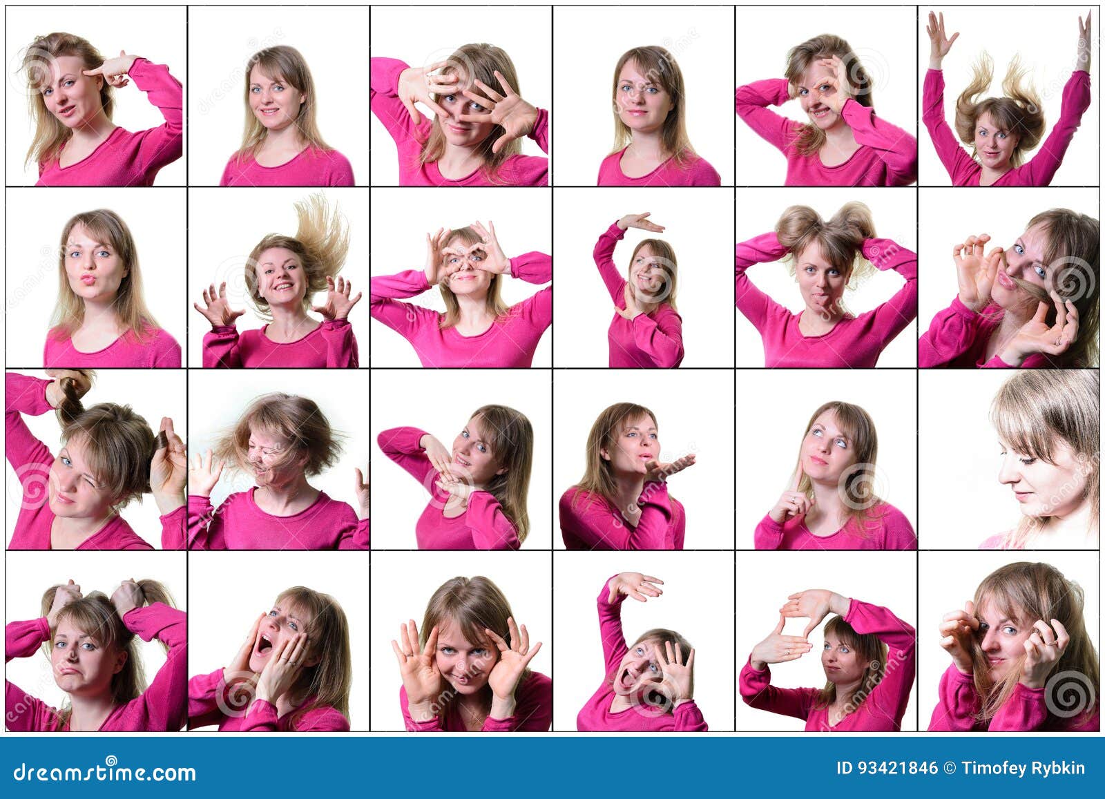 Collage of a Young Woman Expressing Different Emotions and Feelings. on ...