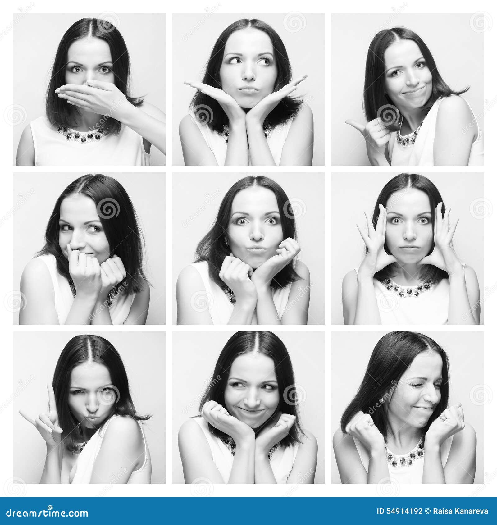 Collage of Young Woman Face Expressions Stock Photo - Image of ...