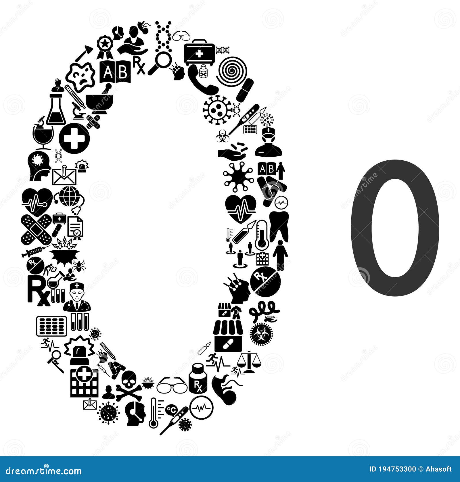 Collage Zero Digit from Medical Items Stock Vector - Illustration of ...