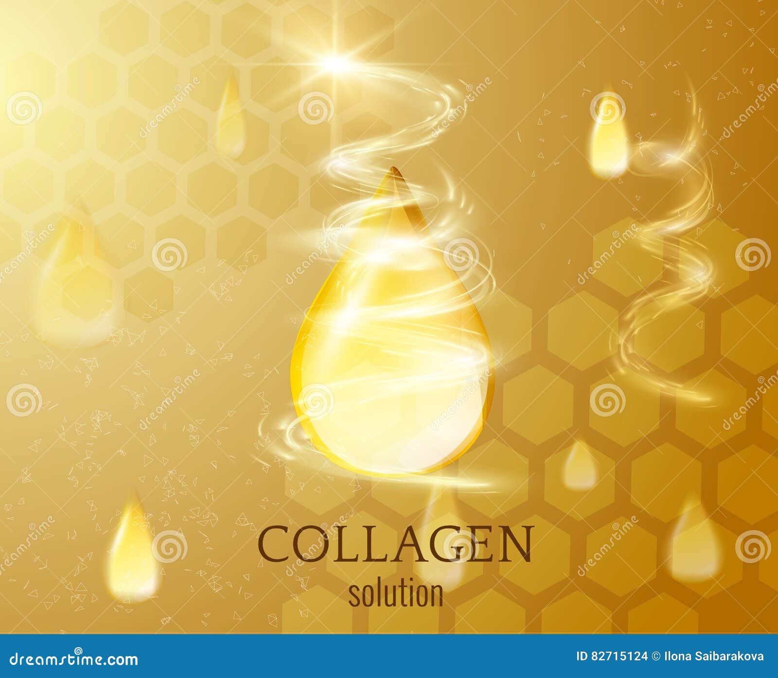 Collagen Golden Balls. Realistic Cosmetic Oil, Liquid Serum Drop ...